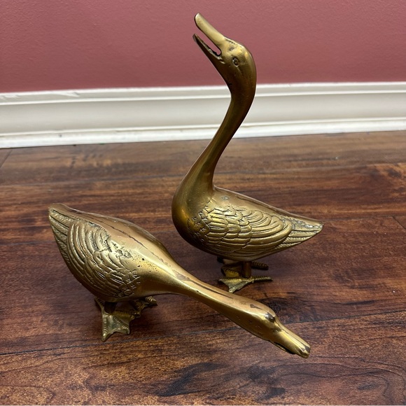 Vintage | Accents | Vtg Solid Brass Geese Ducks Figurines Detailed ...